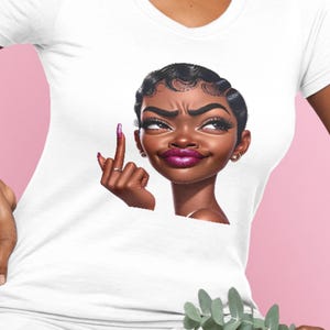 Funny Black Girl With Middle Finger PNG Sassy Pixie Cut Sarcasm ...