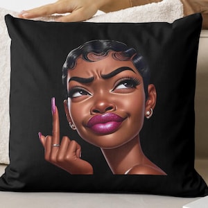 Funny Black Girl With Middle Finger PNG Sassy Pixie Cut Sarcasm ...