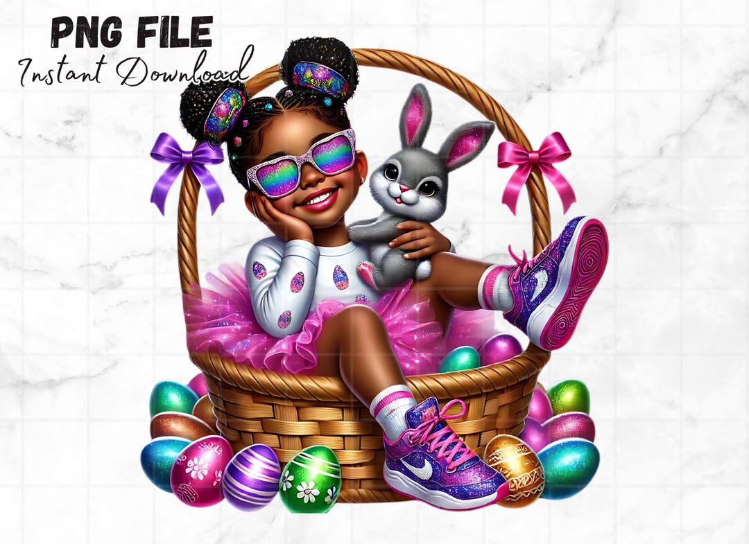 Black Girl Easter Clipart Bundle Party PNG Easter Bunny Pretty Adorable ...