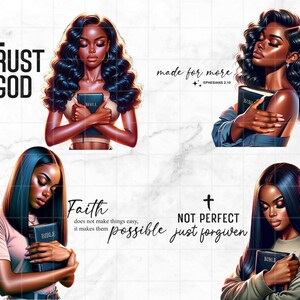 25 Black Women Praying Clipart Bundle Planner Girls With Faith Png Blessed Girl Christian Clip ...