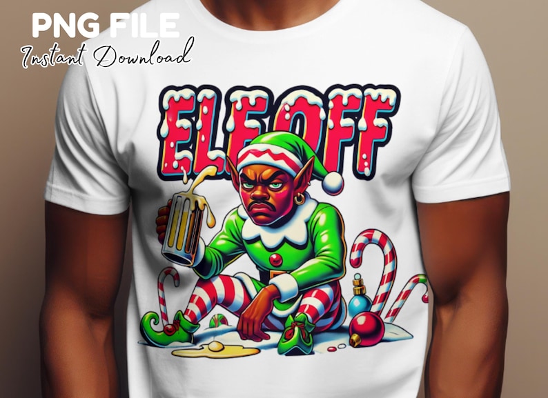Elf off PNG Funny Black Santa Claus Elf Dtf Christmas Holiday Winter ...