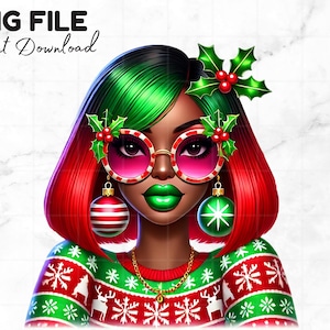 Quirky Christmas Black Girl Png Holiday Clipart Winter Black Girl ...