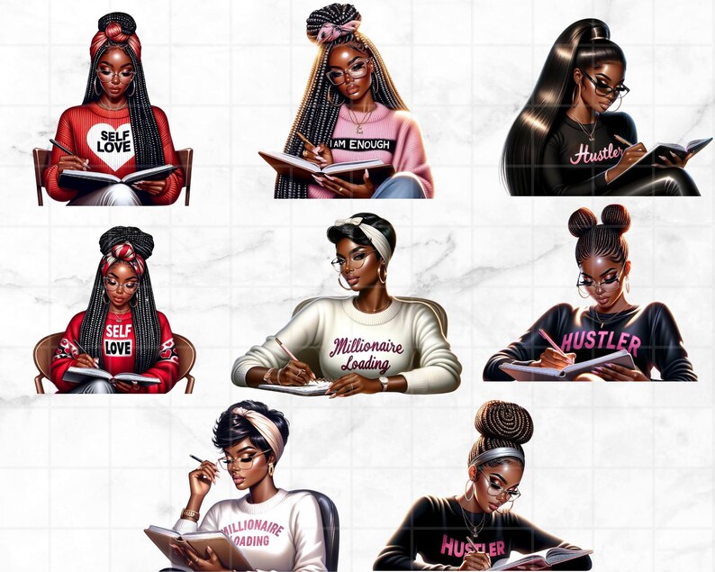 32 Black Women Clip Art Bundle Empowerment Motivational Boss Babe Self ...