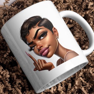 Black Girl Middle Finger PNG Sassy Pixie Cut Sarcasm Respectfully ...