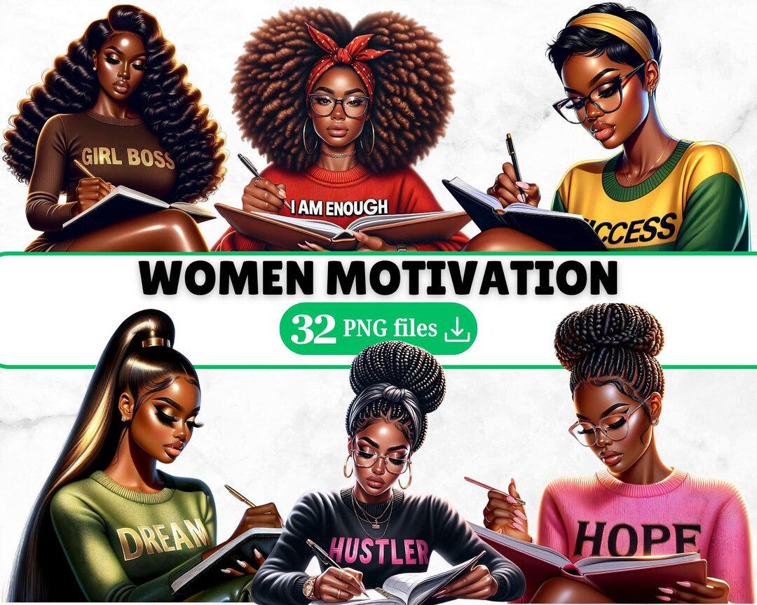 32 Black Women Clip Art Bundle Empowerment Motivational Boss Babe Self ...