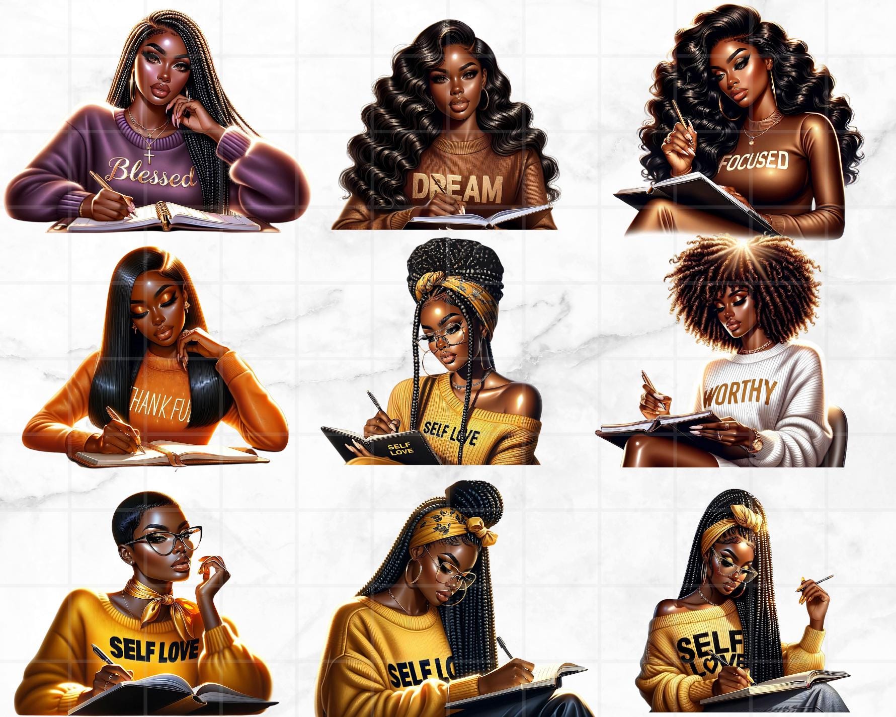 32 Black Women Clip Art Bundle Empowerment Motivational Boss Babe Self ...