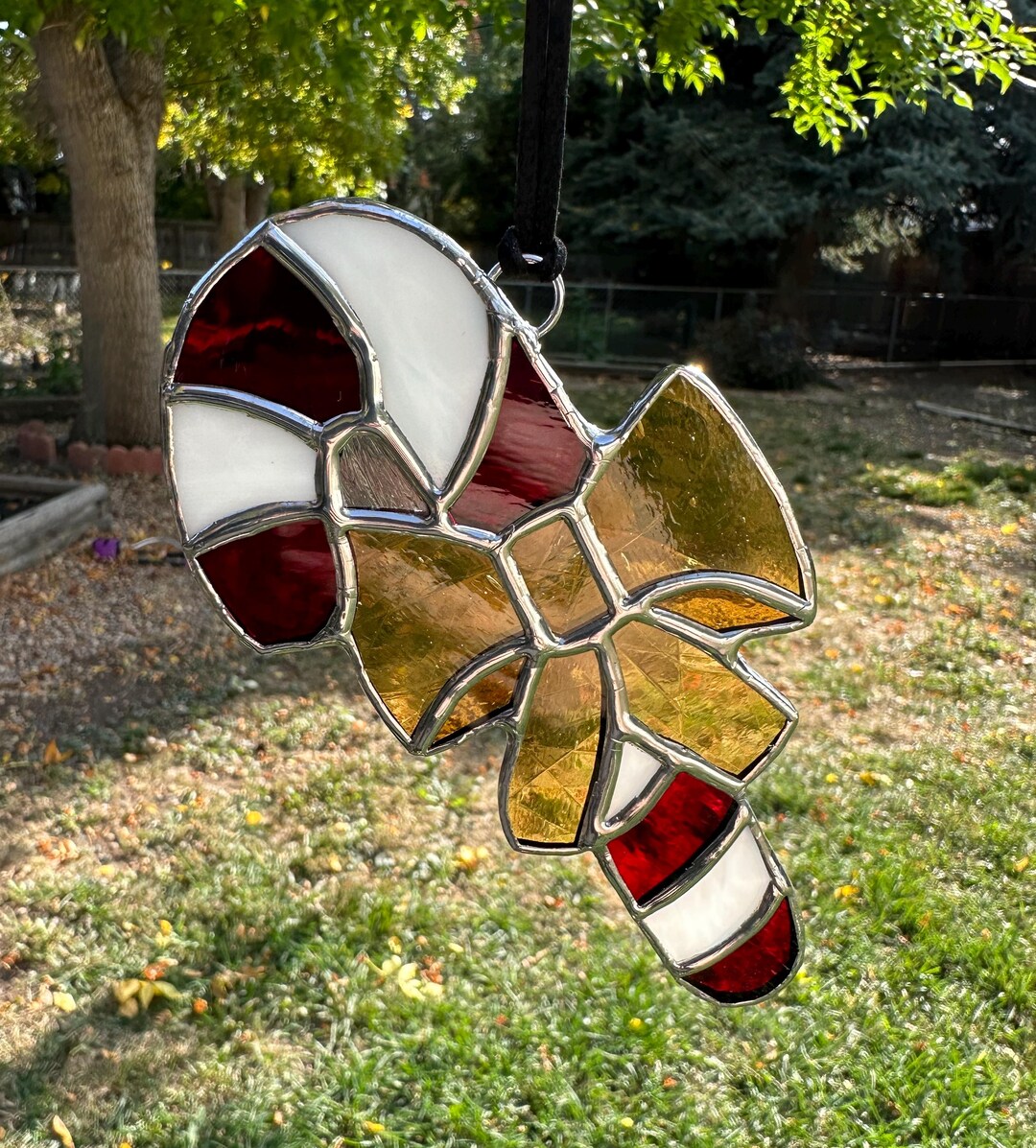 Stained Glass Candy Cane Suncatcher Handmade Gift Stained Glass Window ...