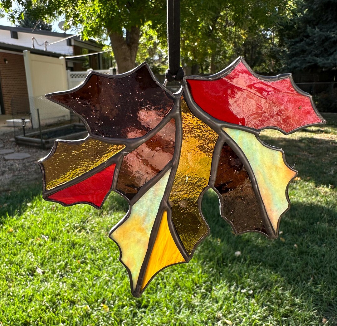 Stained Glass Maple Leaf Suncatcher | Handmade Gift | Stained Glass ...