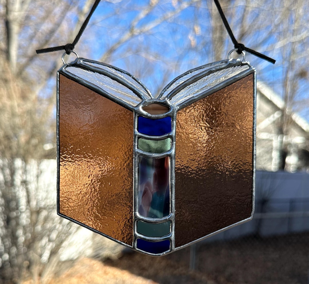 Stained Glass Book Suncatcher Handmade Gift Stained Glass Window ...