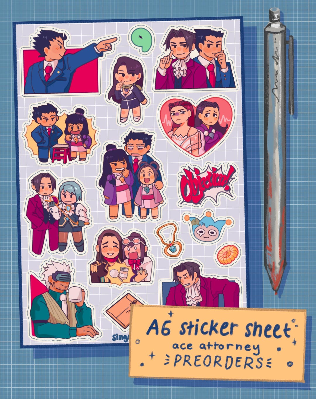 PREORDER Ace Attorney Sticker Sheet - Etsy