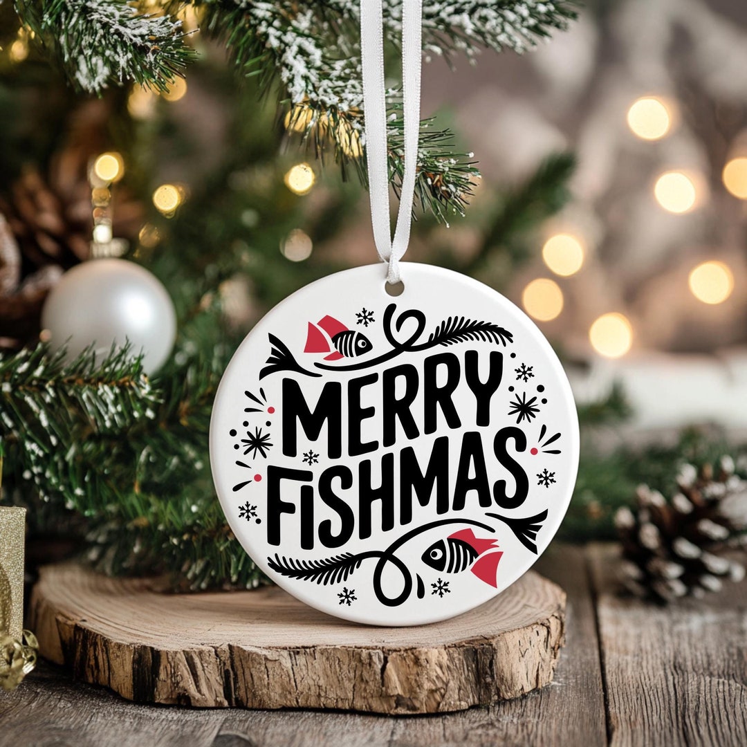Merry Fishmas Ornament, Funny Fisherman Christmas Gift, Fishing Lover ...