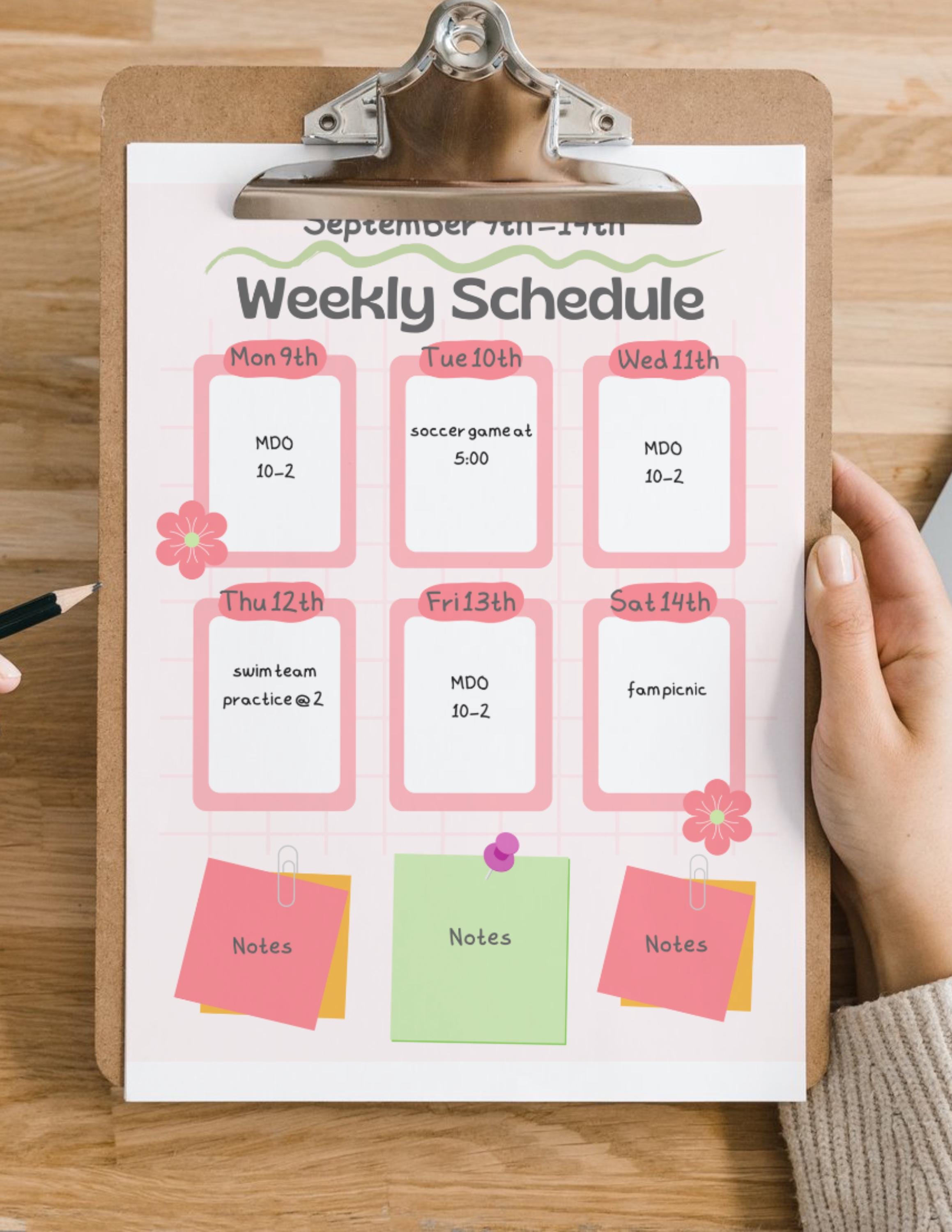 Weekly Schedule Template - Etsy