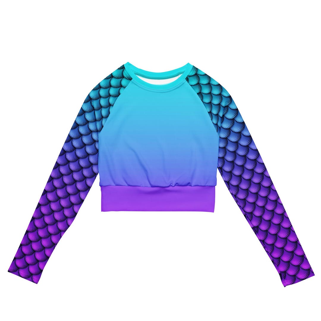 Mermaid Rash Guard, Mermaid Crop Top, Women's Crop Top, Women's Rash ...