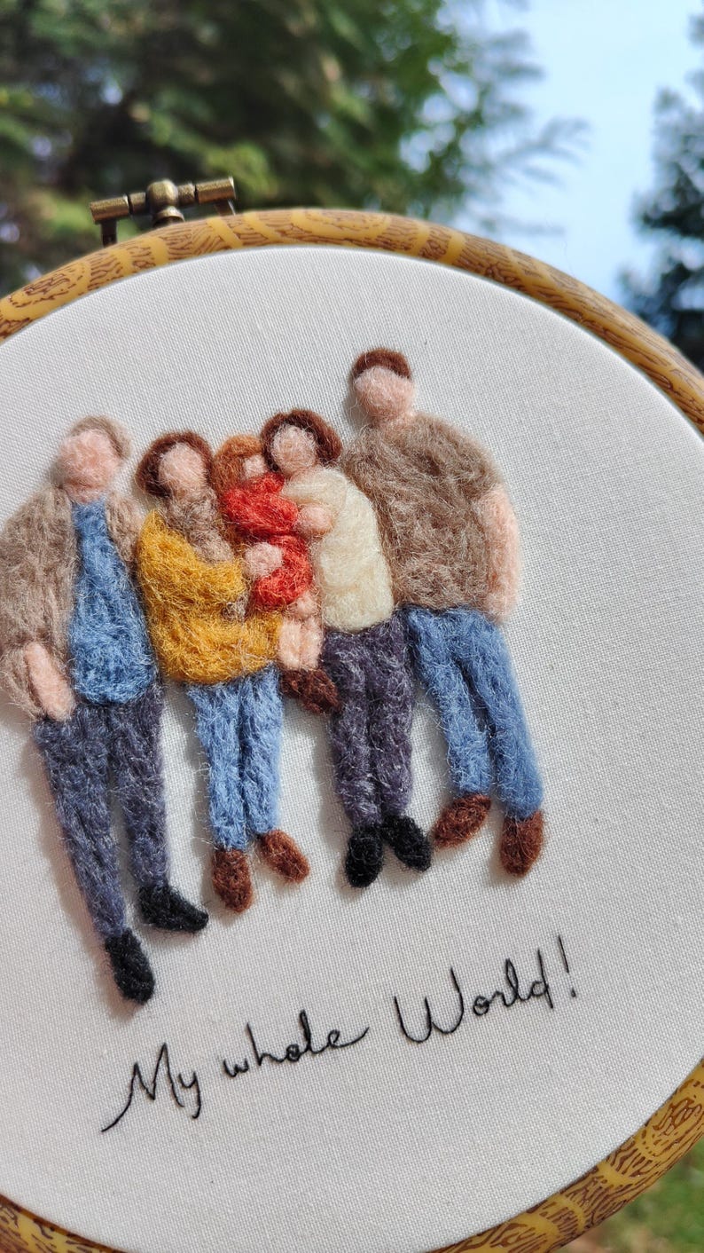 Custom Felted Wool Family Portrait: Personalized Photo Felted Hoop Art ...