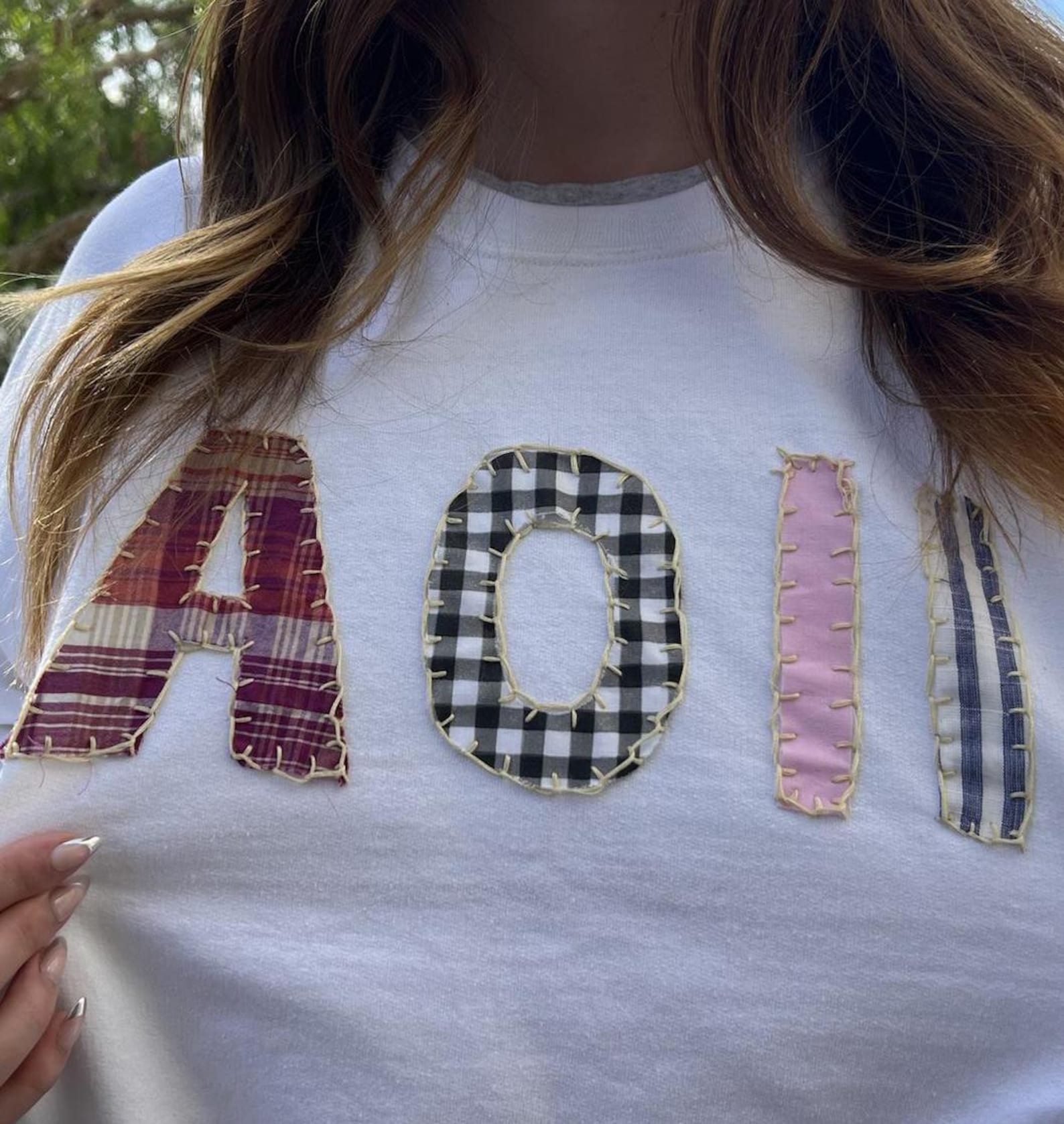 CUSTOM Patchwork Sweatshirt- Handmade and Hand Sewn Crewneck Sweatshirt, Sorority Sweatshirt ...