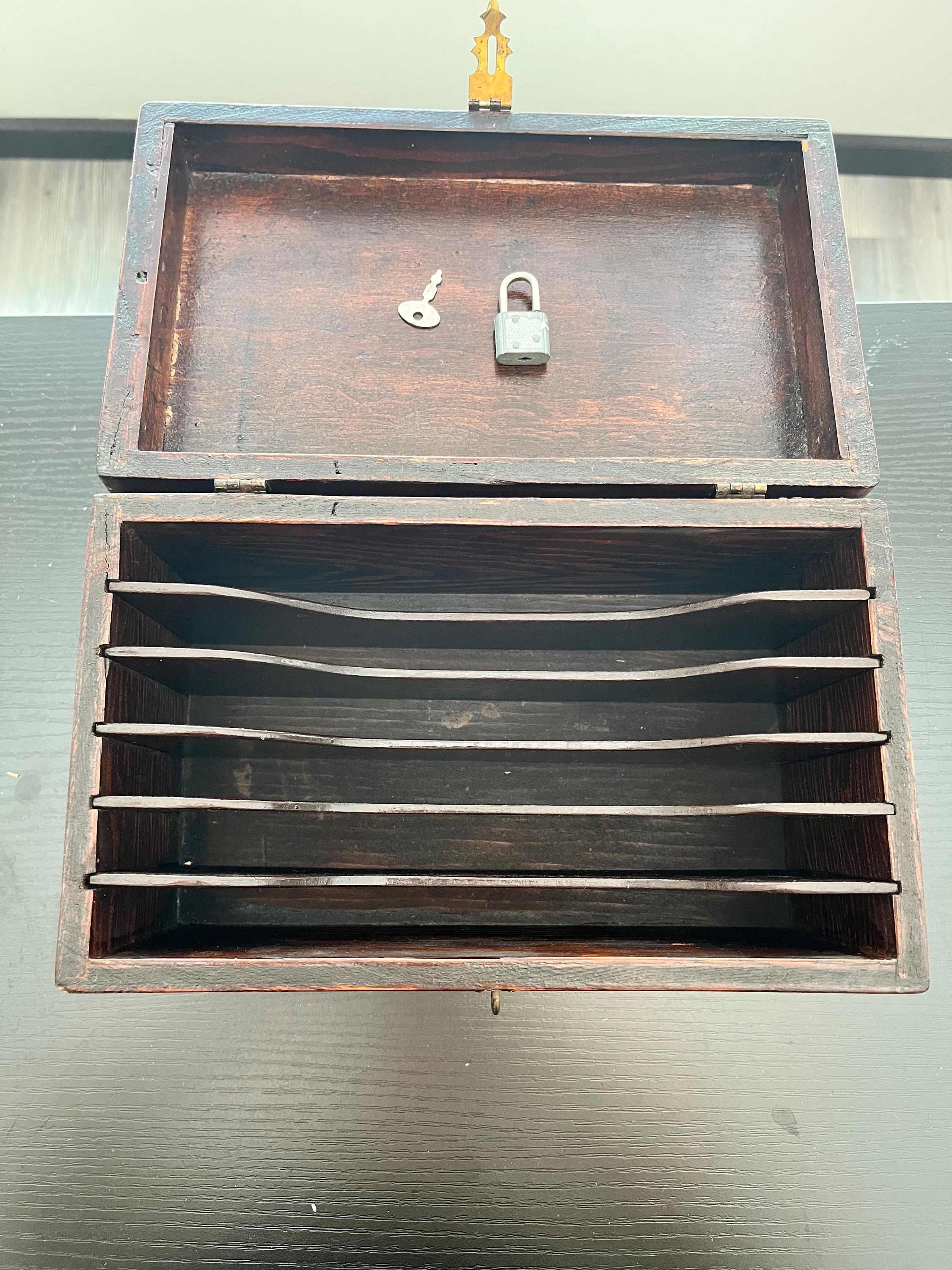 English Cherry Tabletop Stationery Writing Desk Box Tambour/file ...