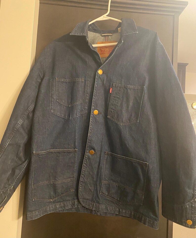 Levis Cone Mills Selvedge Denim Chore Coat Barn Jean Jacket Size Large ...