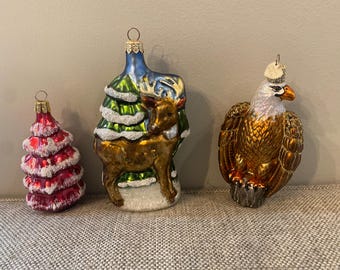 Vintage Old World Christmas Ornaments Sant Claus and Snowman Blown Glass Ornaments Boxed Set of ...
