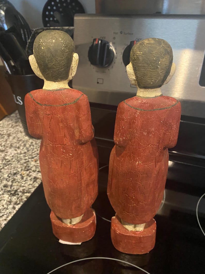 Temple Monk Statue Buddhist Wood Sculpture - Etsy