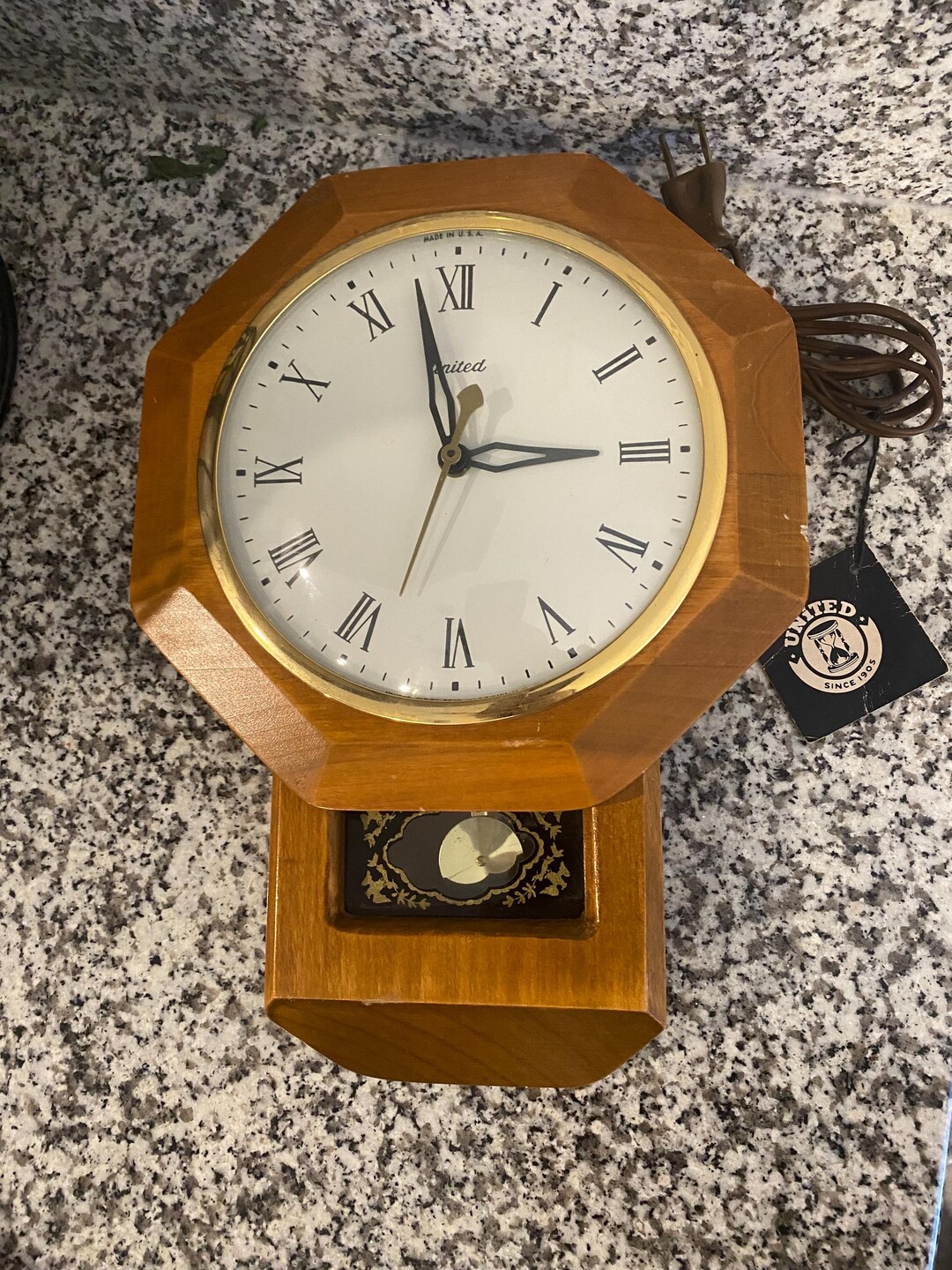 Vintage Working 1950's United Clock Co. Octagon Drop Electric Wall ...
