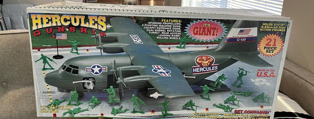 Vintage Tim Mee Plastics C-130 Hercules Gunship 21 Piece Playset 62750 ...