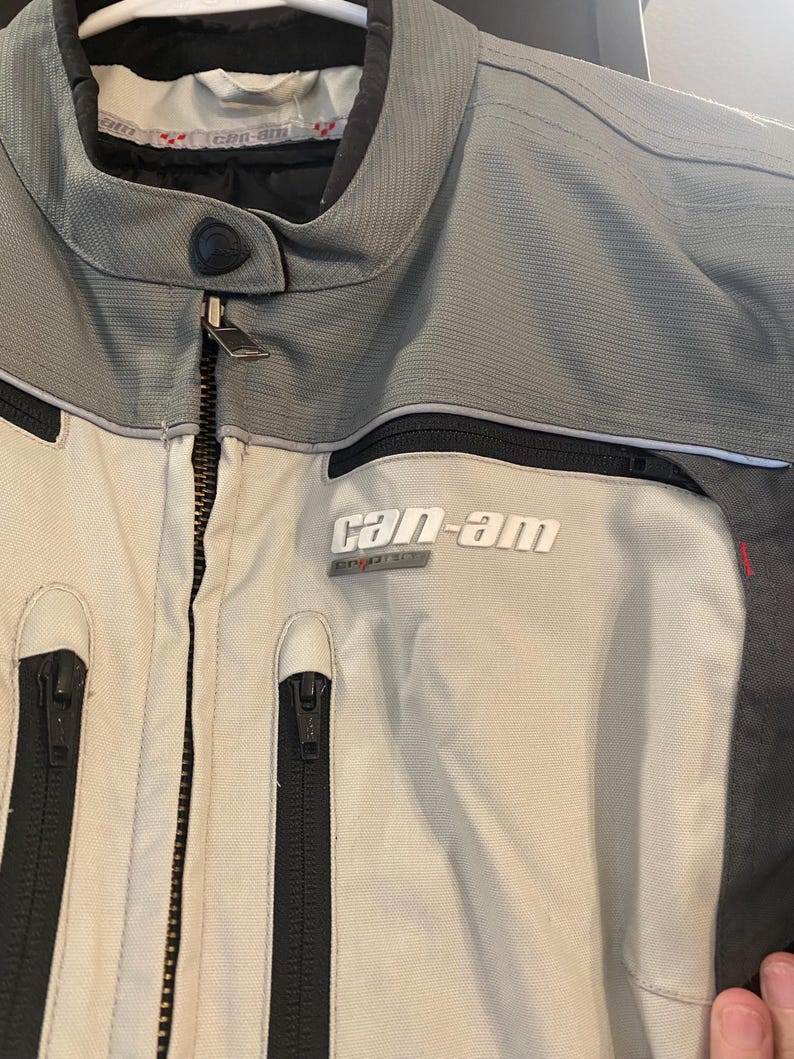 Womens Can-am Spyder Leather Motorcycle Jacket XL White Gray Red Black ...