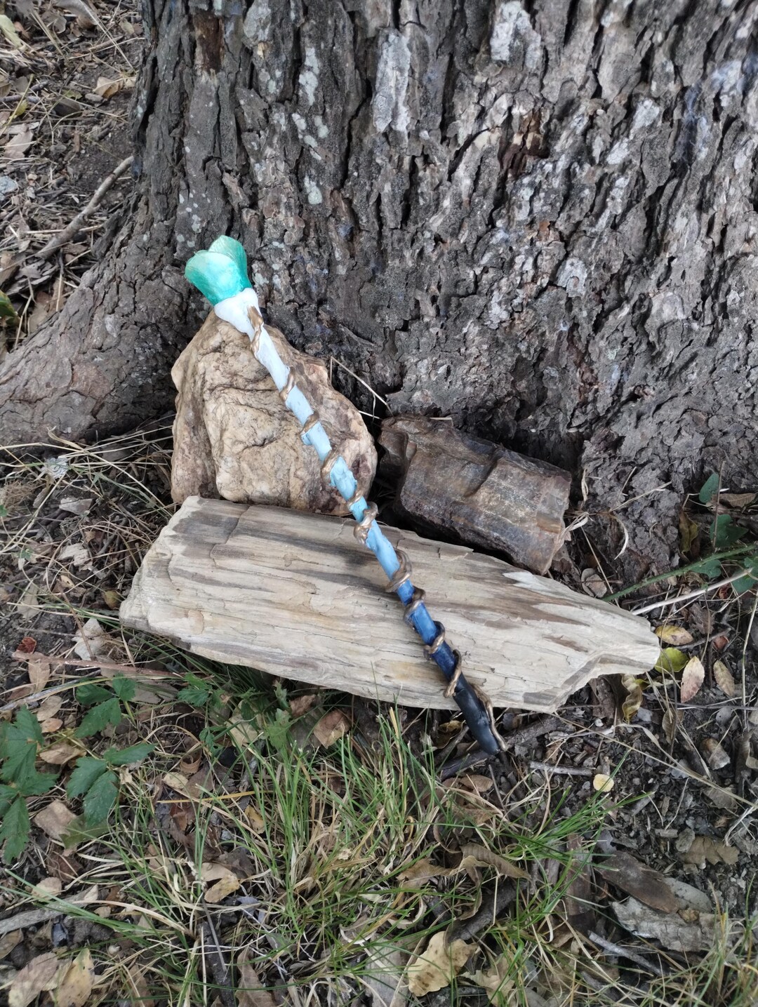 Teal Rose Wand, Swirl, Cottagecore, Handmade, Halloween, Cosplay ...