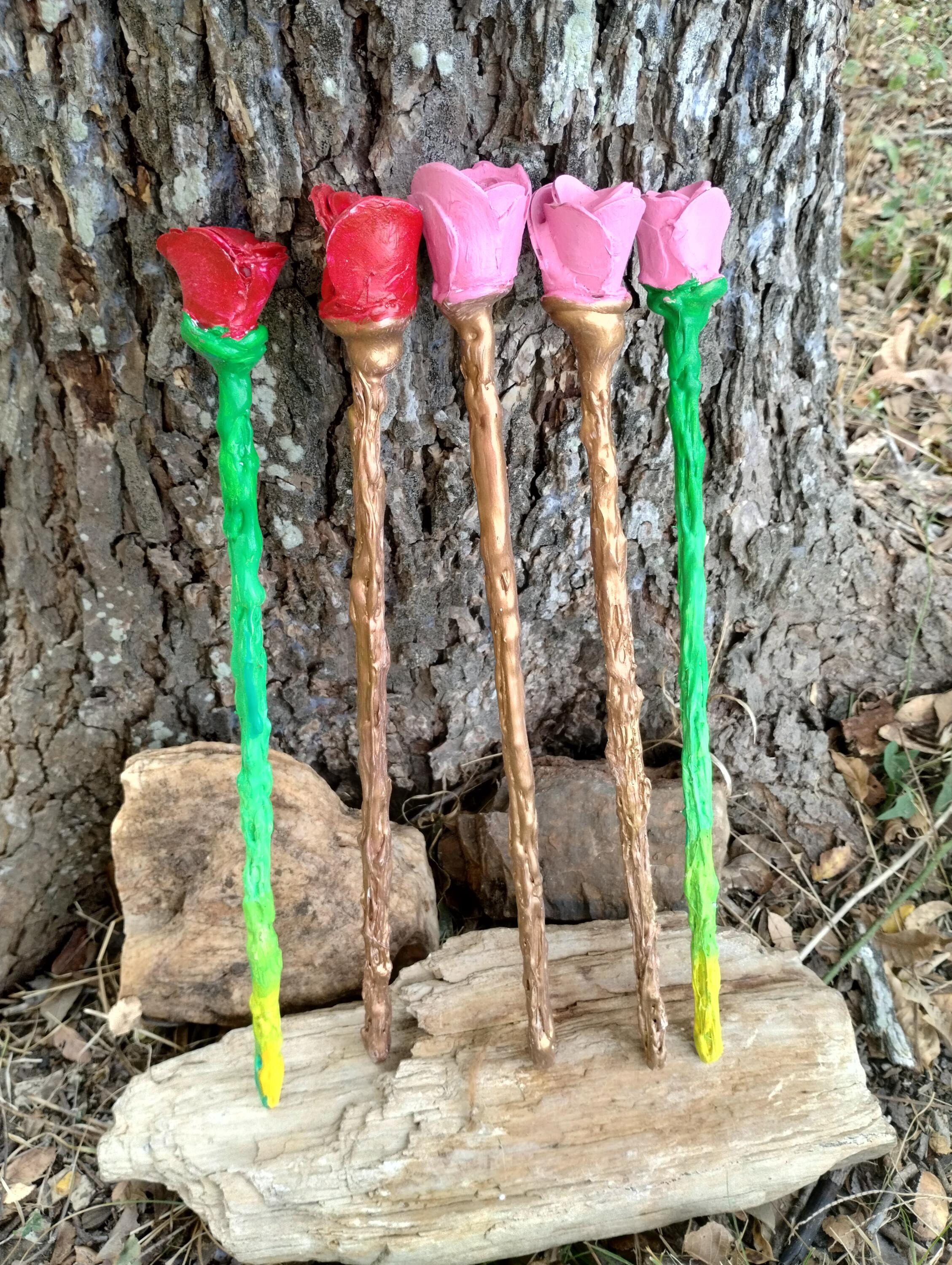 Rose Bud Wand, Cottagecore, Handmade, Halloween, Cosplay, Rennaissance ...