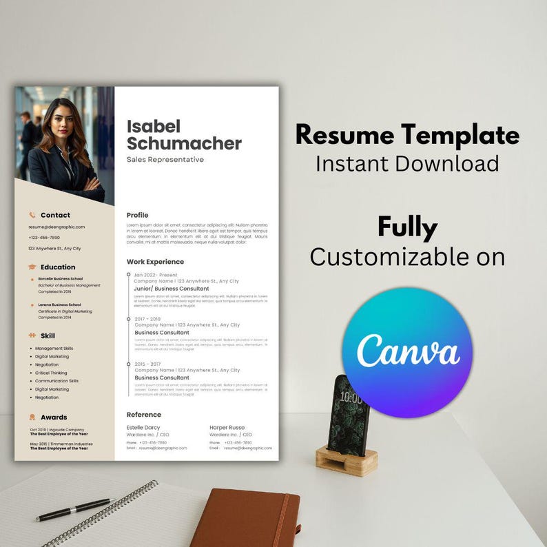 Canva Resume, CV Template Minimalist Design, Resume Template ...