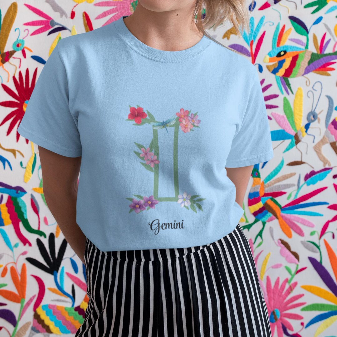 Zodiac Shirt for Gemini Woman Astrology Shirt With Floral Design Tshirt ...