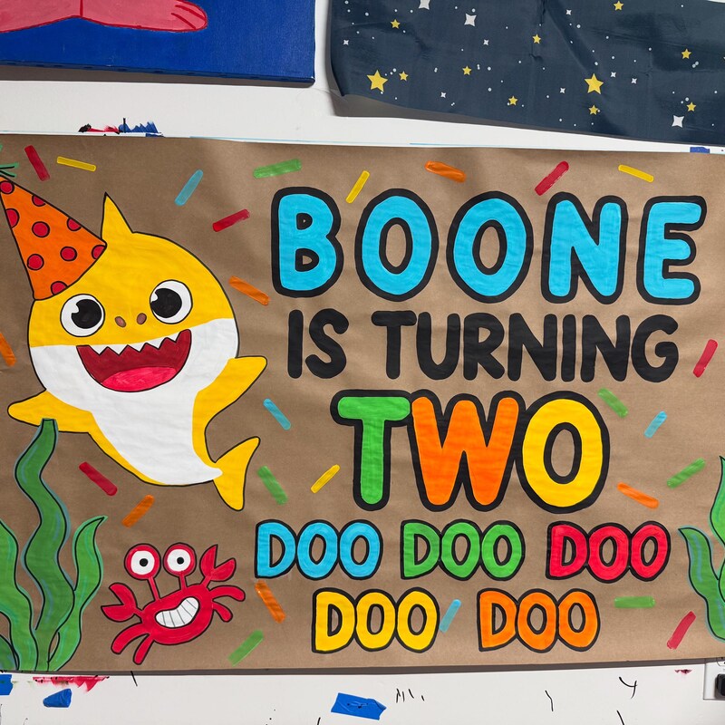 Shark Birthday Banner - Etsy