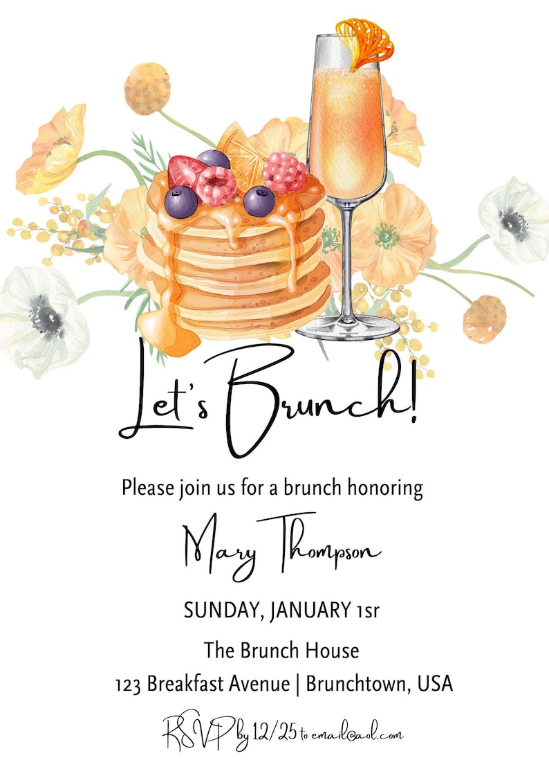 Brunch Invitation | Let's Brunch! | Birthday | Shower | Event ...