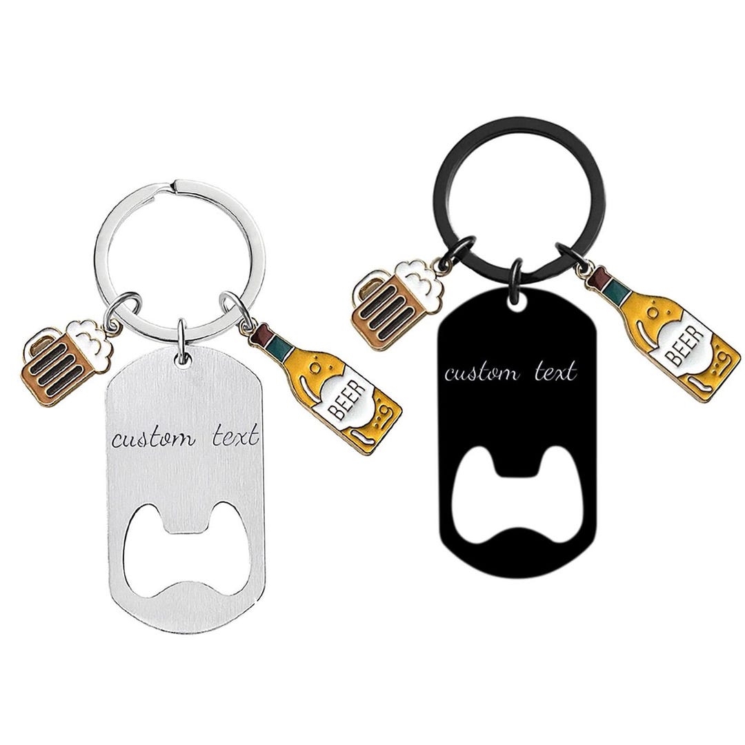 Personalized Bottle Opener Keychain Set: Beer Charms, Engraved ...