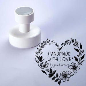 Personalized "handmade With Love" Stamp – Floral Heart Design for ...