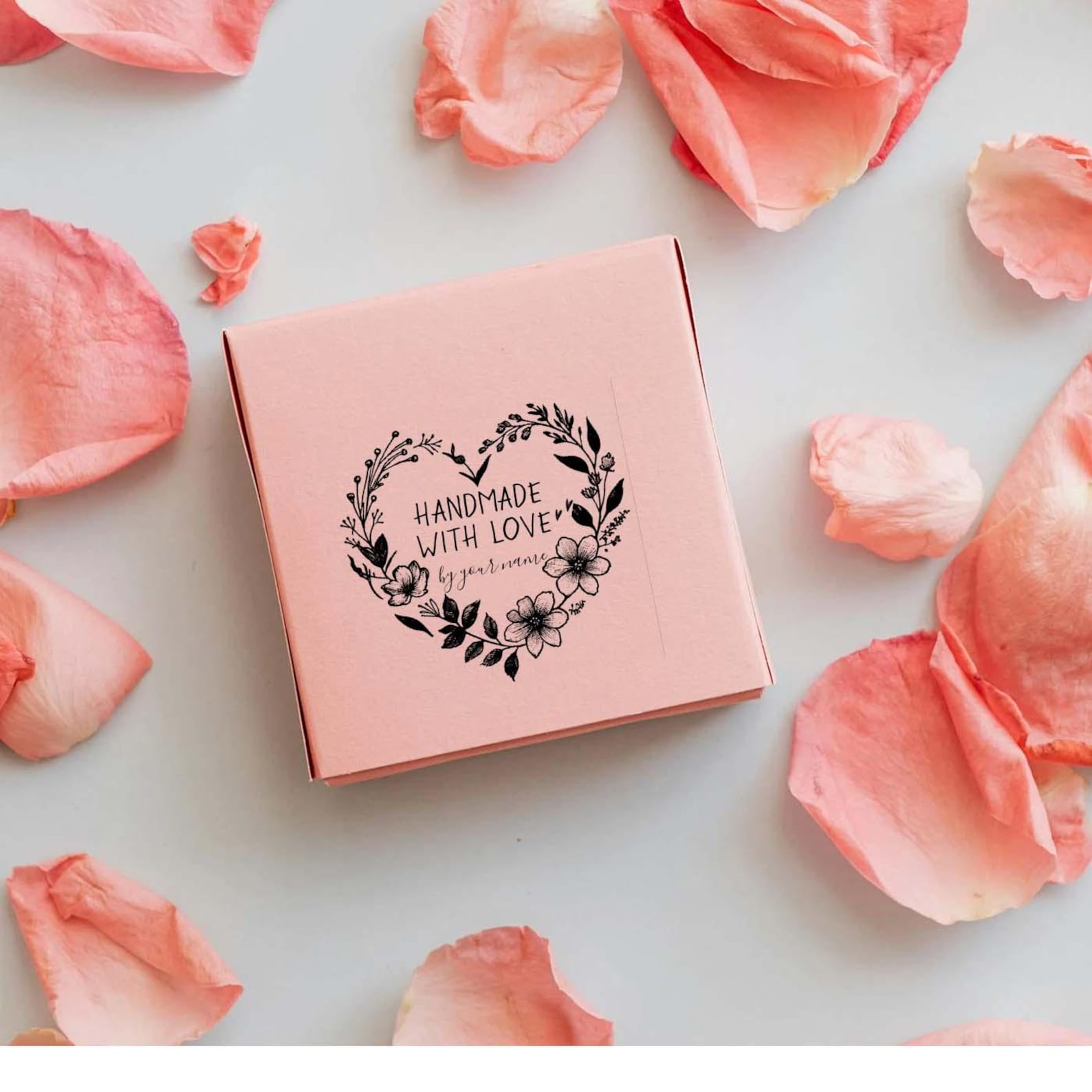 Personalized "handmade With Love" Stamp – Floral Heart Design for ...
