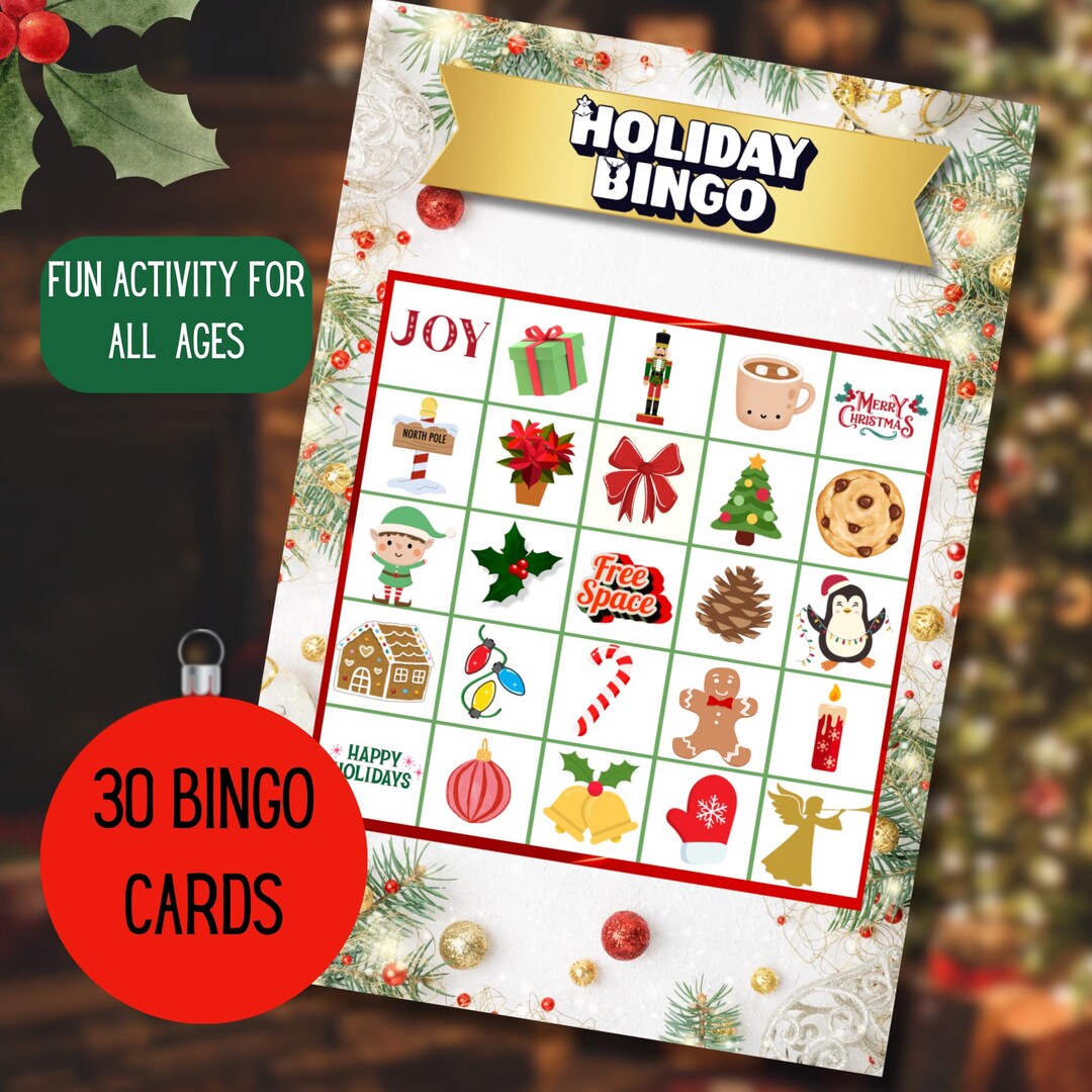 Holiday BINGO Christmas Bingo Christmas Printable Game Kids Activity ...