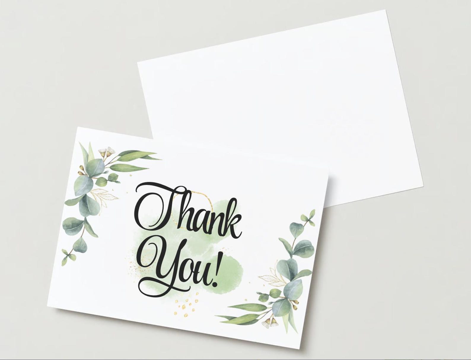Printable Thank You Card Foldable Thank You Card Green Foliage Thank ...