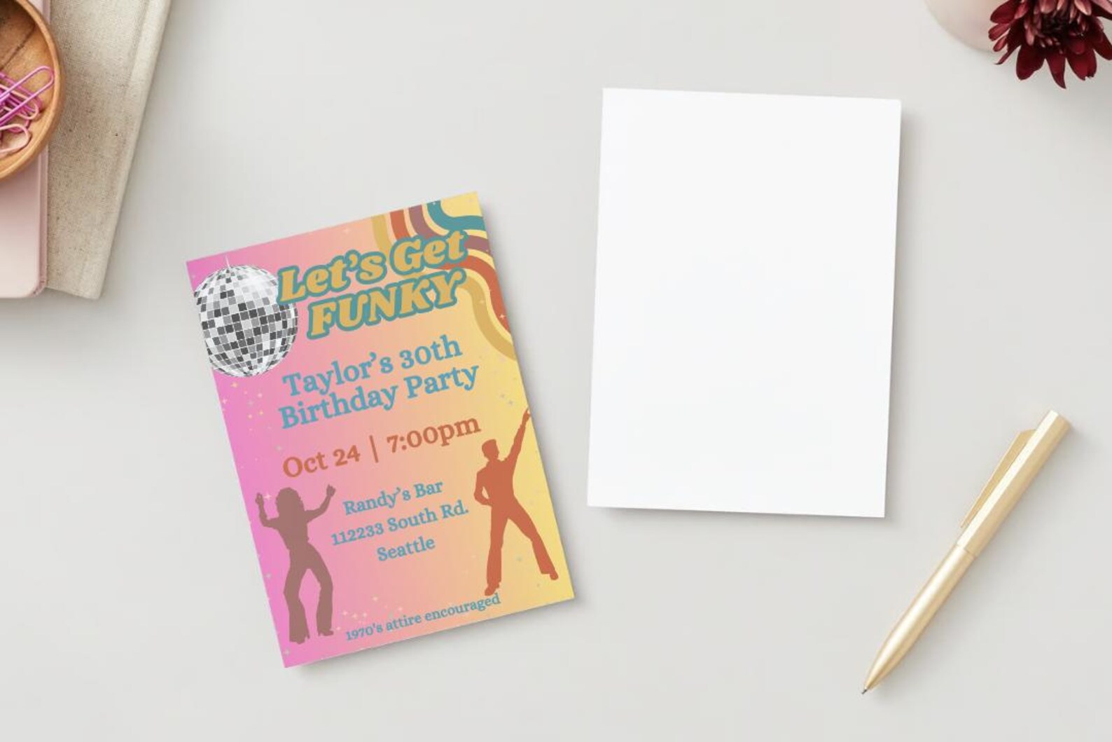 Funky Disco Party Invitation | Easy to Print| at Home Printing ...