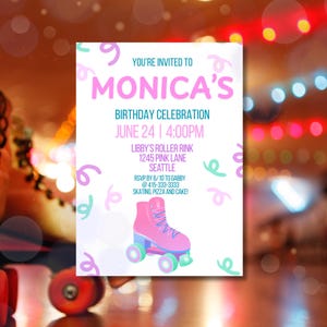 Roller Rink Birthday Party Invitation | Easy to Print| at Home Printing ...