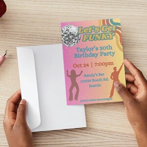Funky Disco Party Invitation | Easy to Print| at Home Printing ...