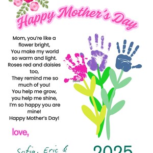 Mother’s Day DIY Printable Flower Bouquet |handprint Craft| Child's ...