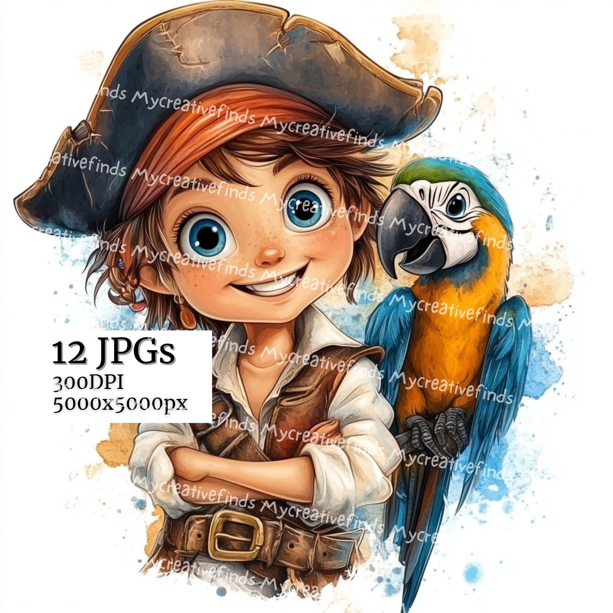 Boy Pirate Watercolor Clipart,pirate Clipart Junk Journaling Quirky ...