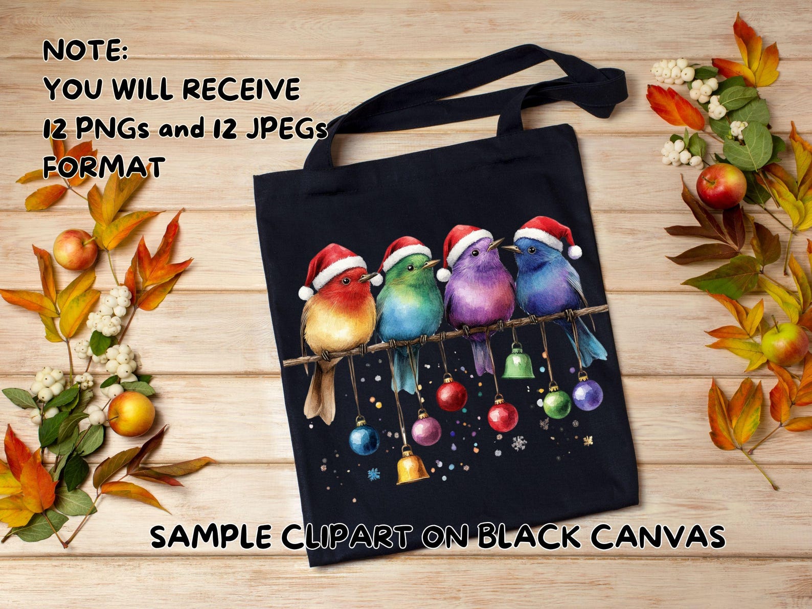 Christmas Birds Clipart PNG Bundle, Commercial Use,watercolor Winter ...