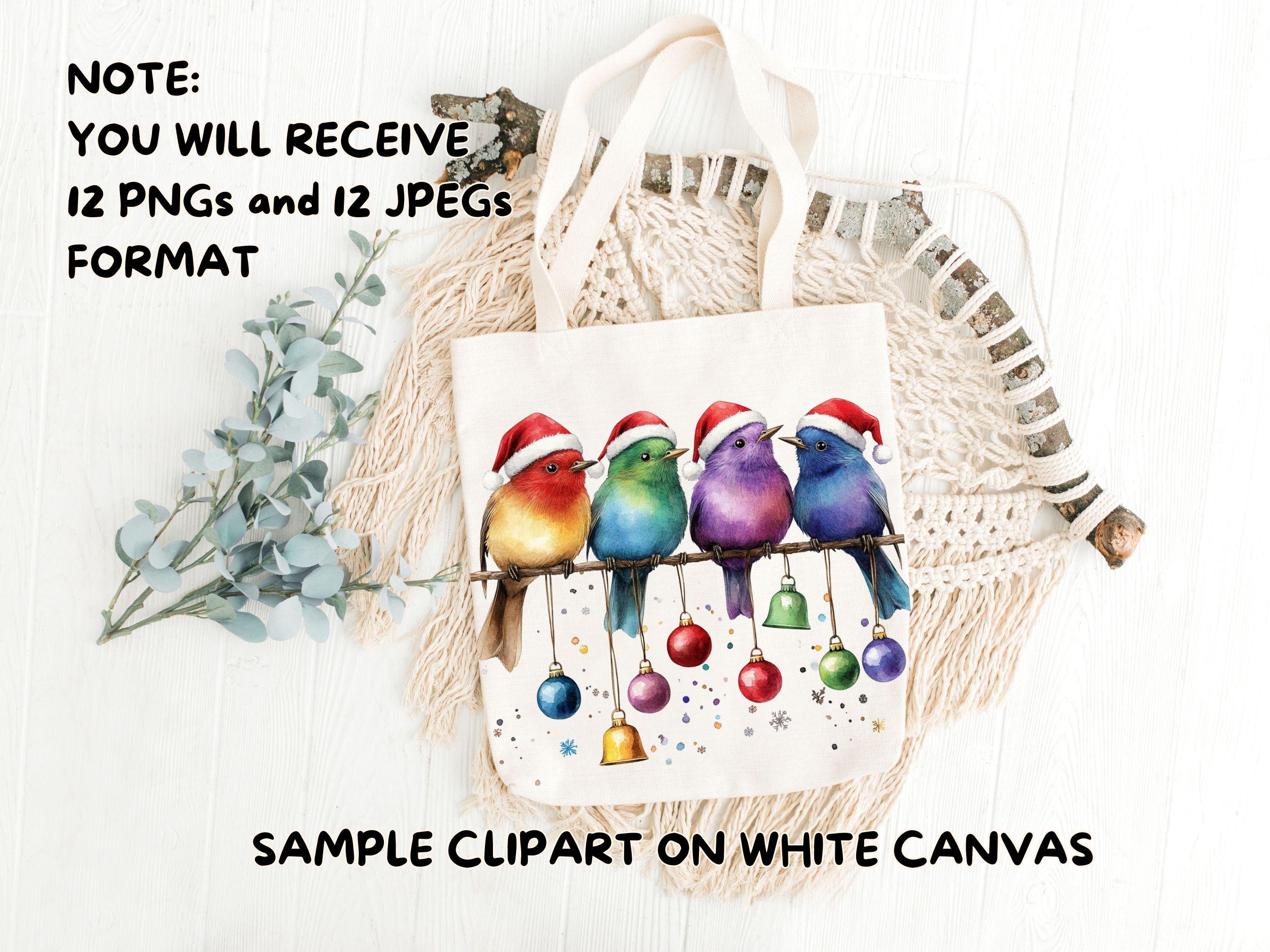 Christmas Birds Clipart PNG Bundle, Commercial Use,watercolor Winter ...