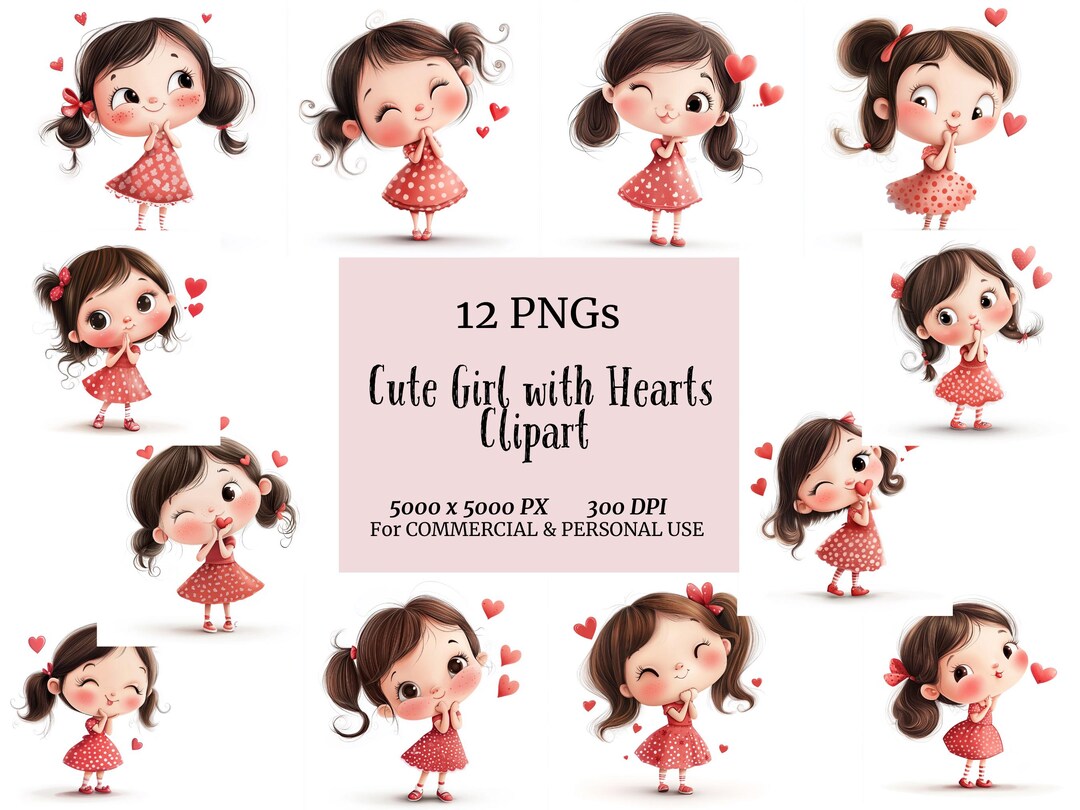 Cute Girl Valentines Day Png,cute Valentine Clipart, Valentines Day ...