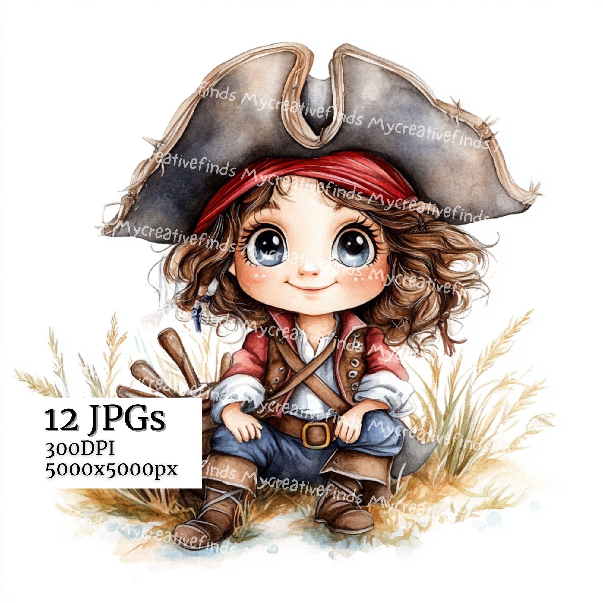 Boy Pirate Watercolor Clipart,pirate Clipart Junk Journaling Quirky ...