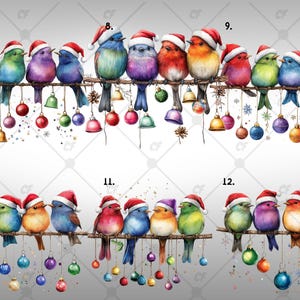 Christmas Birds Clipart PNG Bundle, Commercial Use,watercolor Winter ...