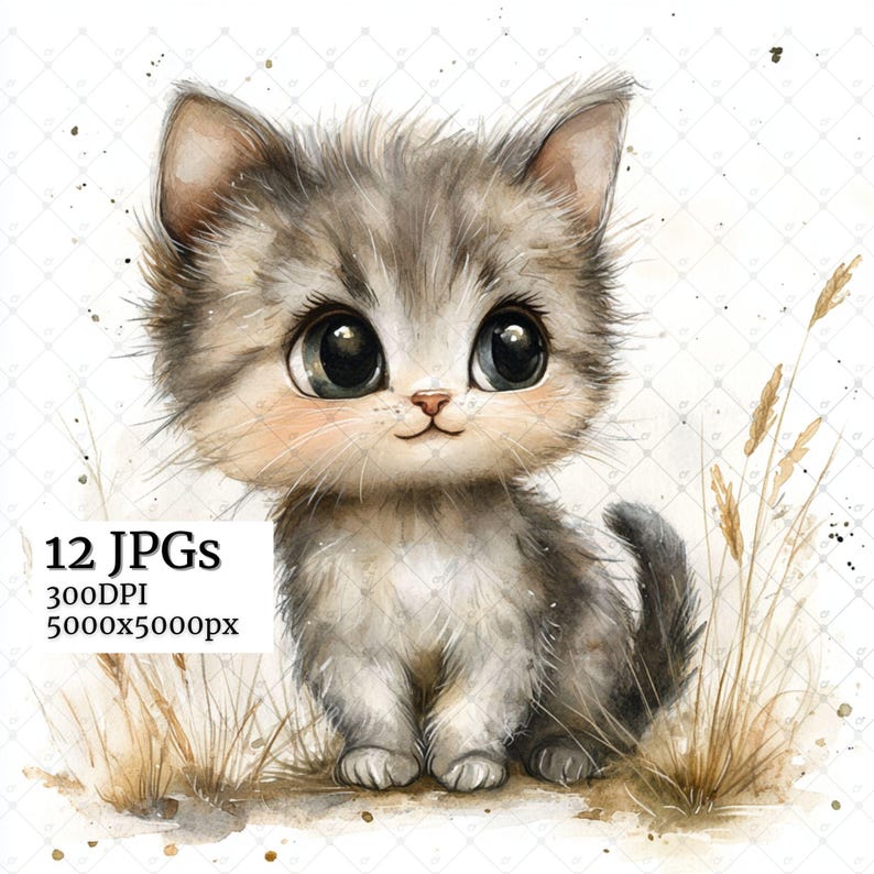 Watercolor Cute Cat Clipart,cat Clipart , Cat Lover Whimsical Animal ...