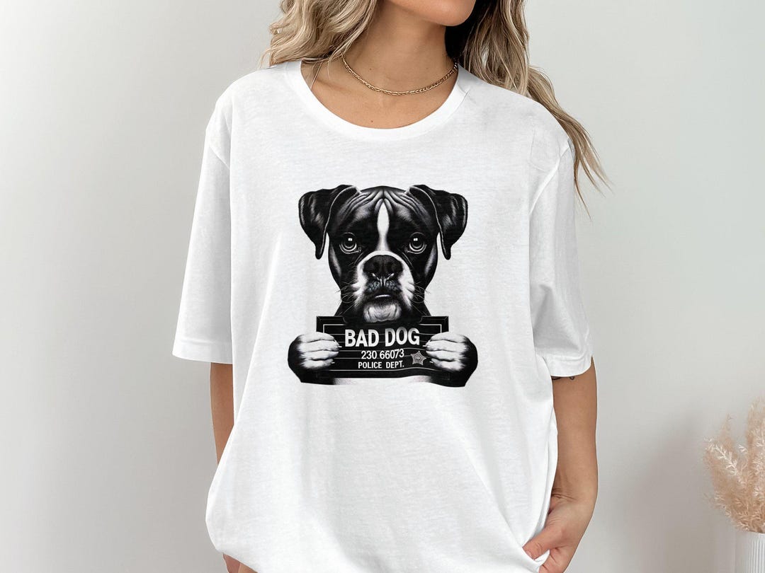 Funny Bad Dog Mugshot T-shirt, Police Department Humor Tee, Mischievous ...
