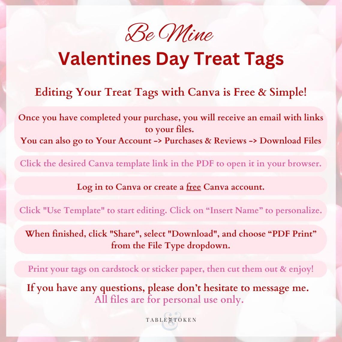 Editable Be Mine Valentines Day Treat Tag, Sweet Treat Tags, Printable ...